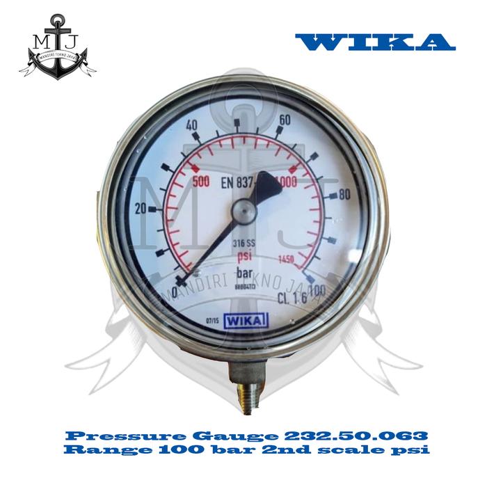 Jual WIKA Pressure Gauge 232.50.063 Range 100 bar 2nd scale psi - Jakarta Barat - mandiri tekno ...