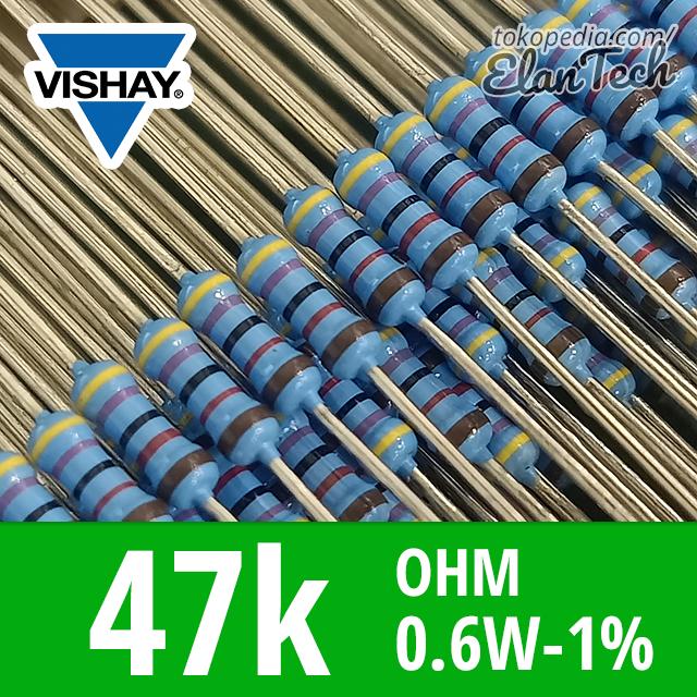 Jual Resistor 47k Ohm 0.6W 1% Vishay MRS25 Metal Film Size 1/4W ...