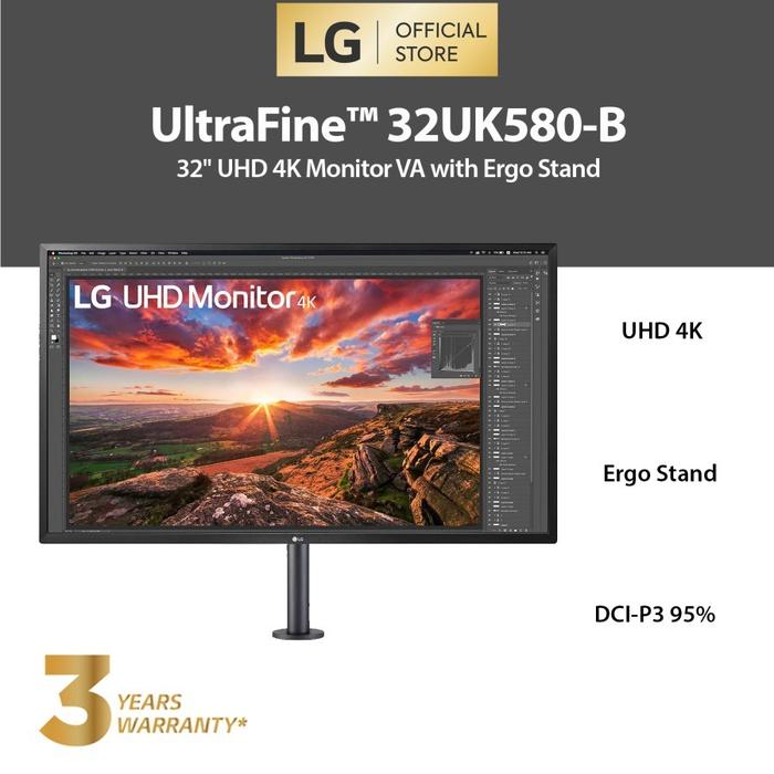 Jual Monitor LG 32UK580-B UltraFine 32'' UHD 4K with Ergo Stand ...