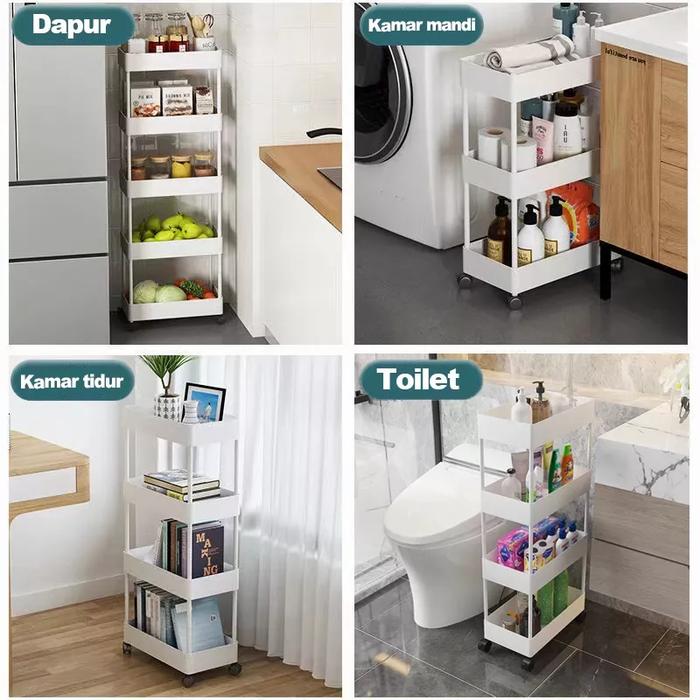 Jual Rak Susun Roda 4 Tingkat Rak Troli Serbaguna Rak Susun Kamar Mandi ...