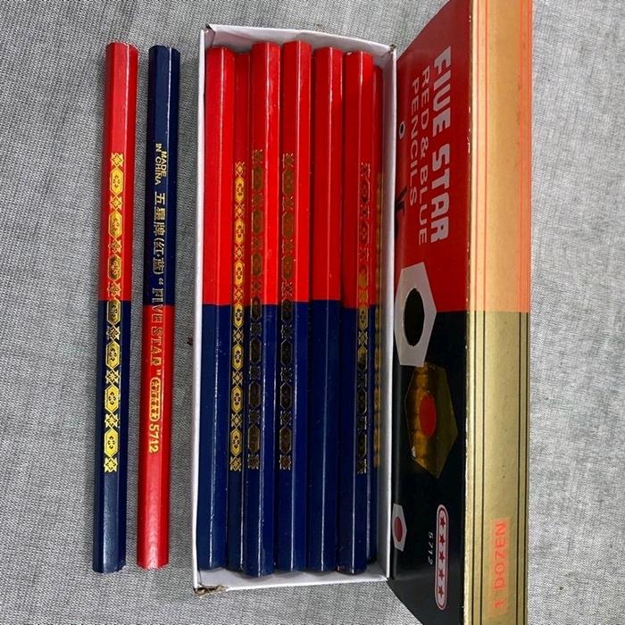 Jual 1 box isi 12 pensil pola kain/ Five Star Red and Blue Pencil ...