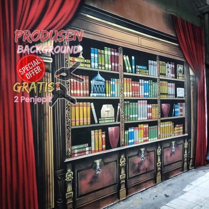 Jual Background rak buku wisuda tirai merah 3x6m dan ukuran lain - 2 ...