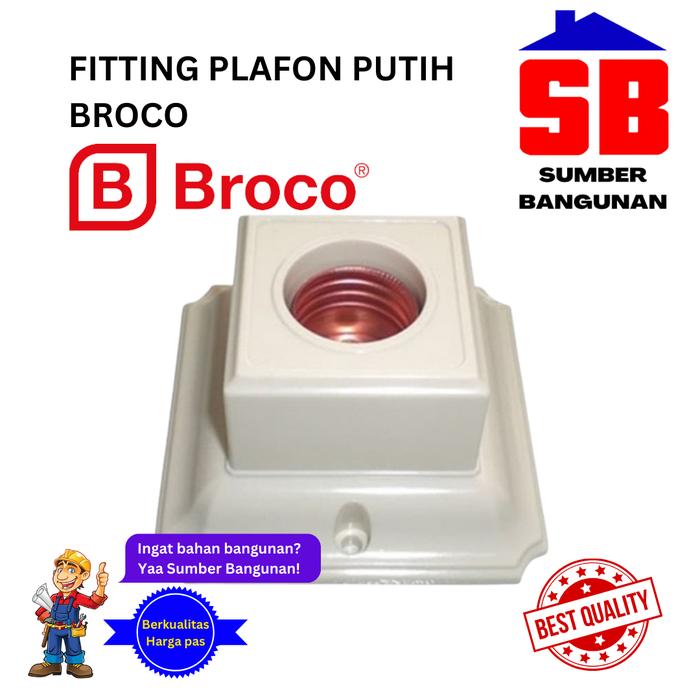 Jual FITTING PLAFON BROCO PUTIH SEGI PLAFOND LAMPU VITING PUTIH CREAM ...