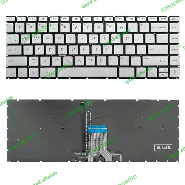 Jual keyboard laptop hp 14cf 14s-dk 14s-df 14-dg 14-cf 14-ck silver ...