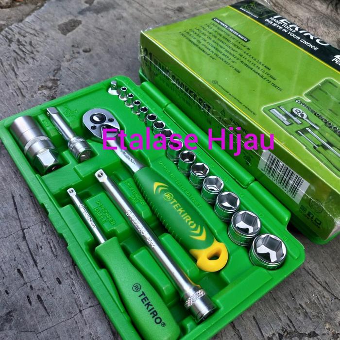 Jual Hand Socket Set Tekiro ORIGINAL Tools Kunci Shock 21 Pcs Box ...