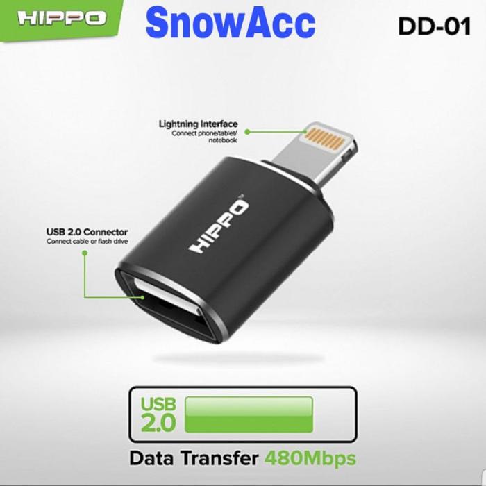 Jual 0HIPPO OTG CONNECTOR USB-A TO LIGHTNING DD-01 ORIGINAL FAST DATA ...