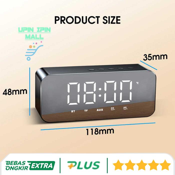 Jual Jam Meja Cermin / Jam Alarm dengan Speaker Aktif Bluetooth TF AUX ...
