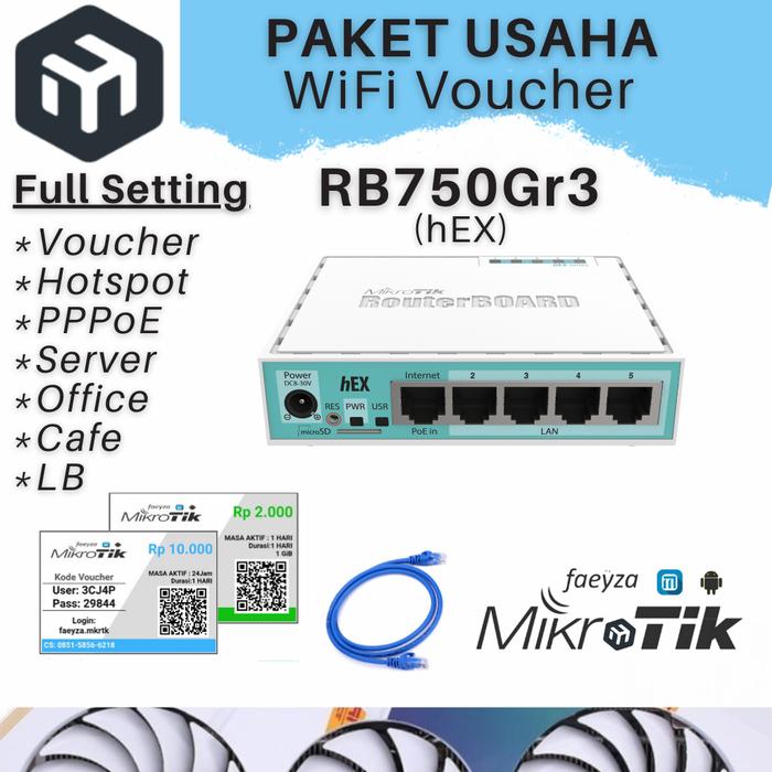 Jual MikroTik RB750Gr3 750Gr3 hEX Full Setting Voucher Hotspot PPPoE ...