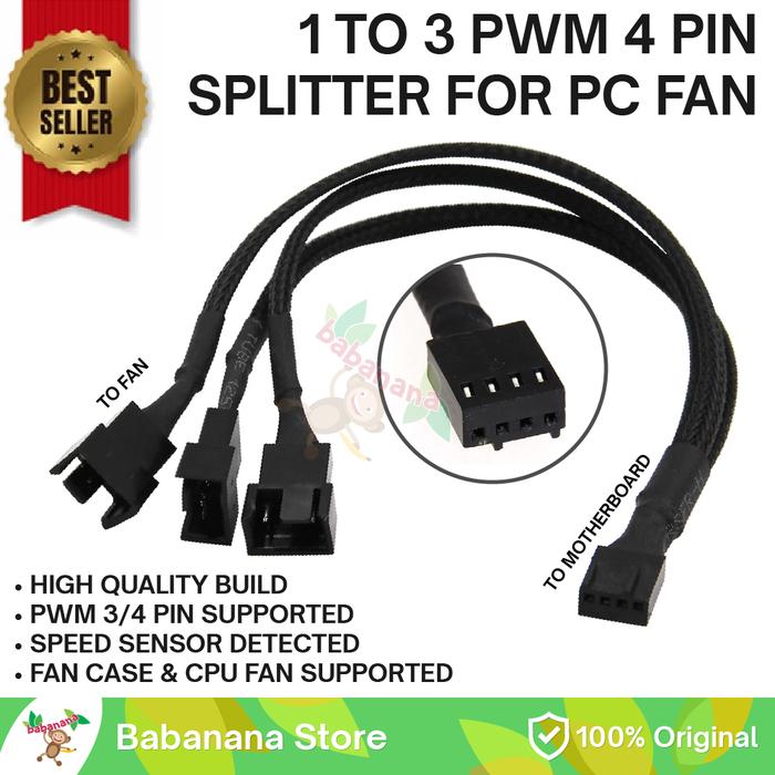 Jual Kabel Splitter Y 1 to 3 PWM Computer Fan 4 pin cable hub 4pin cabang - Jakarta Utara ...