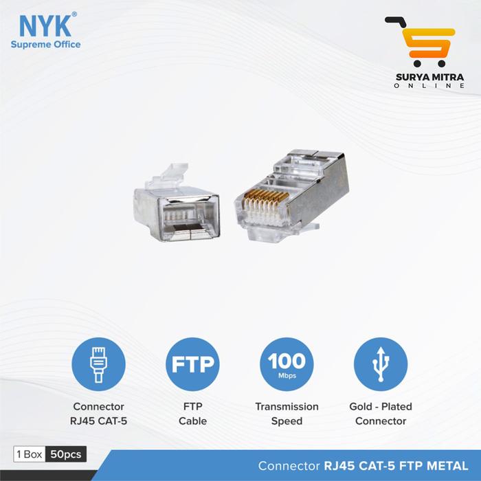 Jual RJ45 CAT 5 NYK CONNECTOR RJ 45 FTP CAT5 ISI 50PCS RJ45 BESI CAT5 ...