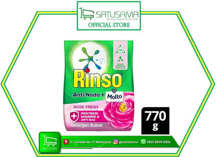 Harga Rinso Anti Noda Deterjen Bubuk + Molto Pink Rose Fresh 770 gr ...