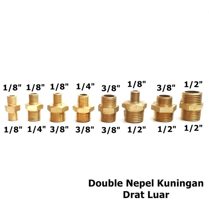 Jual Double Nepel Kuningan 3/8x1/8 Drat Luar - Doble Reducer Male 3/8 ...