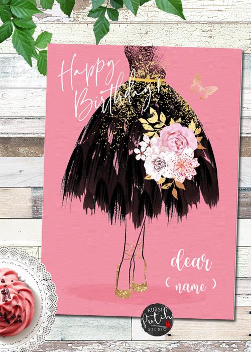 Jual Kartu ucapan dengan amplop / greeting card tema birthday girl ...