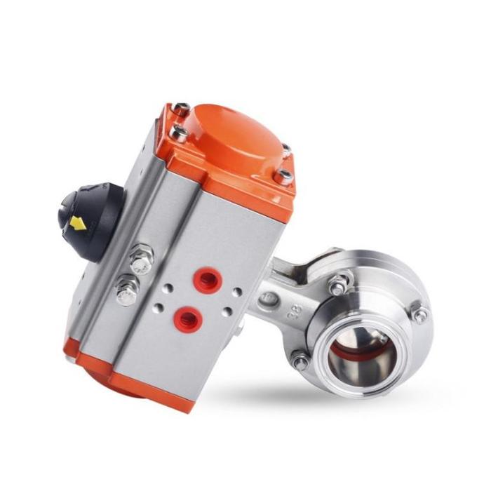 Jual 304Stainless Steel Sanitary Tri Clamp Pneumatic Actuator Butterfly ...