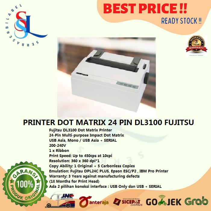 Jual PRINTER DOT MATRIX FUJITSU 24 PIN DL3100 FUJITSU-USB+SERIAL - Jakarta Pusat - serbaserbi ...