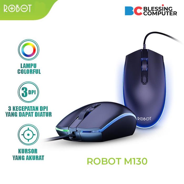 Jual Mouse USB ROBOT M130 1600DPI Black - Kota Denpasar - Blessing ...