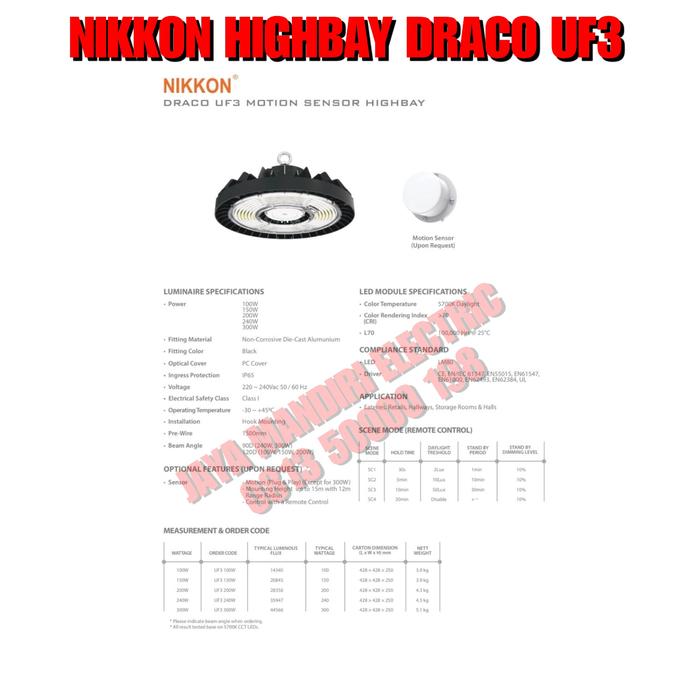 Jual HIGH BAY LED NIKKON DRACO UF3 Series 150W HIGHBAY NIKKON 150WATT ...