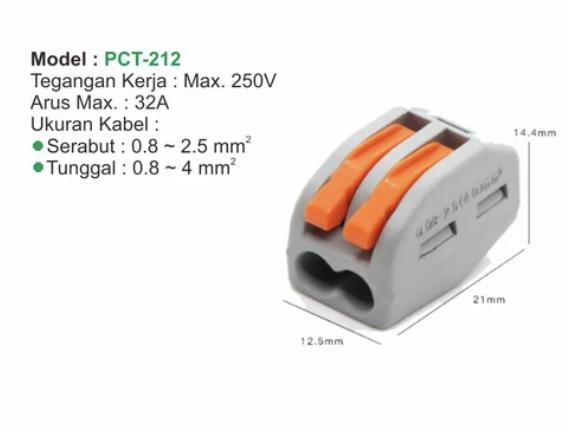 Jual Terminal Konektor Kabel PCT 212 2p cable connector 2 pin max 32A ...