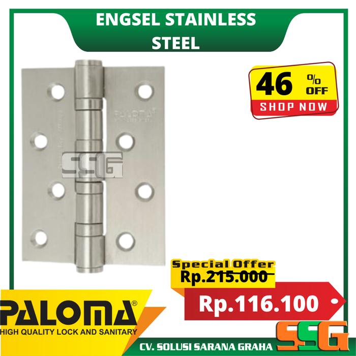 Jual Engsel Stainless PALOMA BHP305 PLM SPR 4" 3MM 4BB Engsel Pintu ...