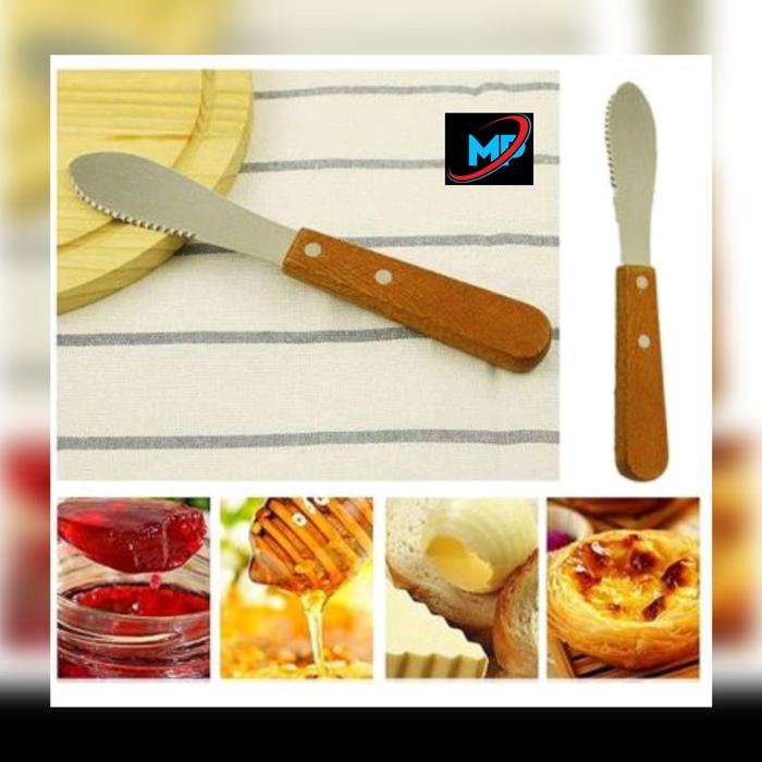 Jual Pisau Oles Roti Mentega Stainless Gagang Kayu Butter Spreader ...