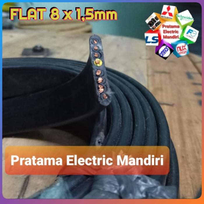 Jual PVC Flat Cable Kabel Flat H07VVH6-F 8x1,5mm 8G1,5 Potongan Meteran ...