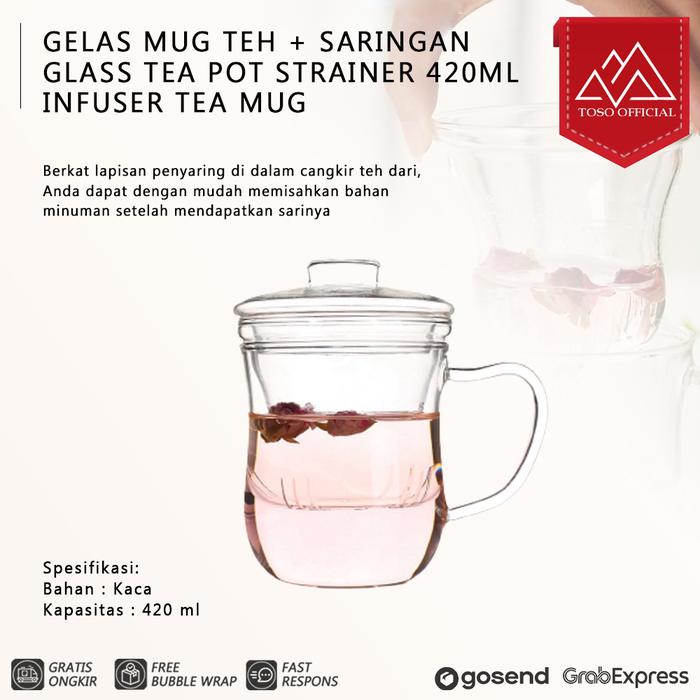 Jual GELAS MUG TEH + SARINGAN GLASS TEA POT STRAINER 420ML INFUSER TEA MUG - Jakarta Pusat ...