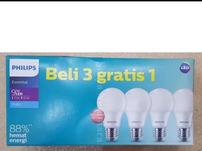 Jual PHILIPS LAMPU ESSENTIAL LED BULB PAKET 3+1 MULTIPACK 9W - Jakarta ...