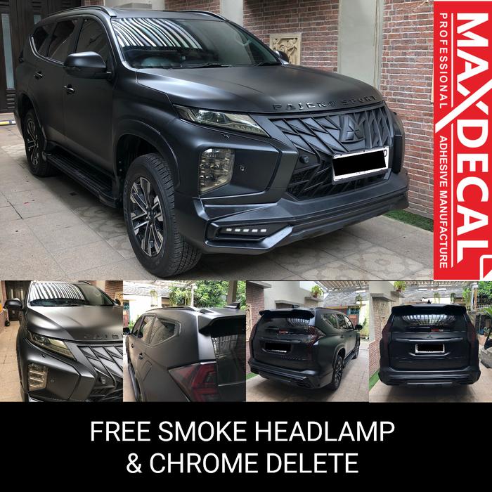 Jual PROMO! Wrapping Sticker Mobil Full Body Black Matte Doff Pajero ...