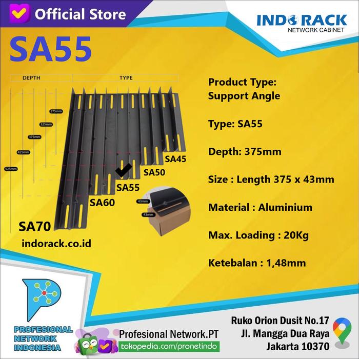 Jual SUPPORT ANGLE 375MM INDORACK SA55 - EXTRA SIKU L WALLMOUNT DEPTH ...