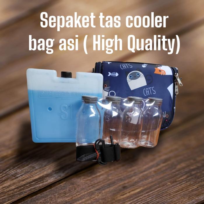Jual Cooler Bag Tas ASI - SEPAKET botol kaca asi 100ml ice gel pack ...