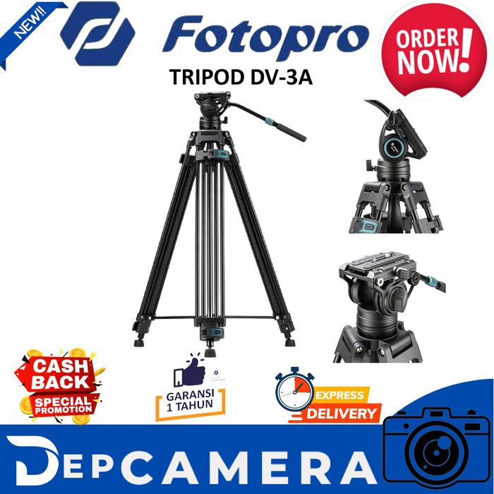 Jual Fotopro DV-3A Aluminium Profesional Video Tripod with Fluid Head ...