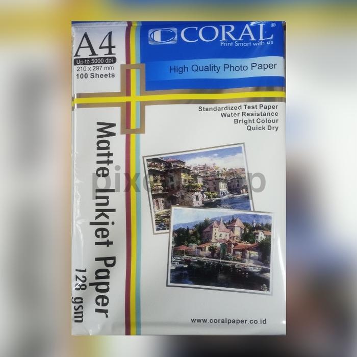 Jual Kertas Print Inkjet Mate Single Side A4 128gsm CORAL - Matte Paper ...