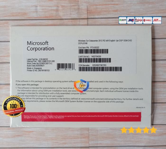 Jual Window Server 2012 Datacenter Original 16 Core 5 Cal Fullpack/Box ...