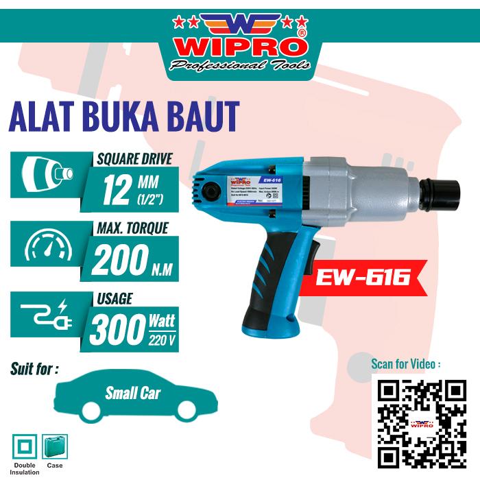 Promo Alat Buka Baut ( Electric Impact Wrench ) WIPRO EW-616 ( 1/2 ...