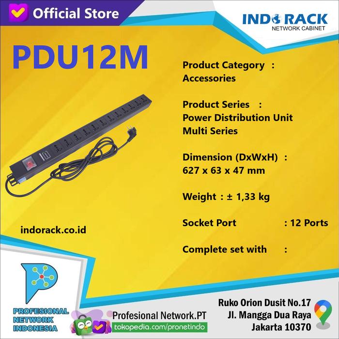 Promo Pdu Indorack Pdu12m 12 Multi Socket Stop Kontak Universal Rack