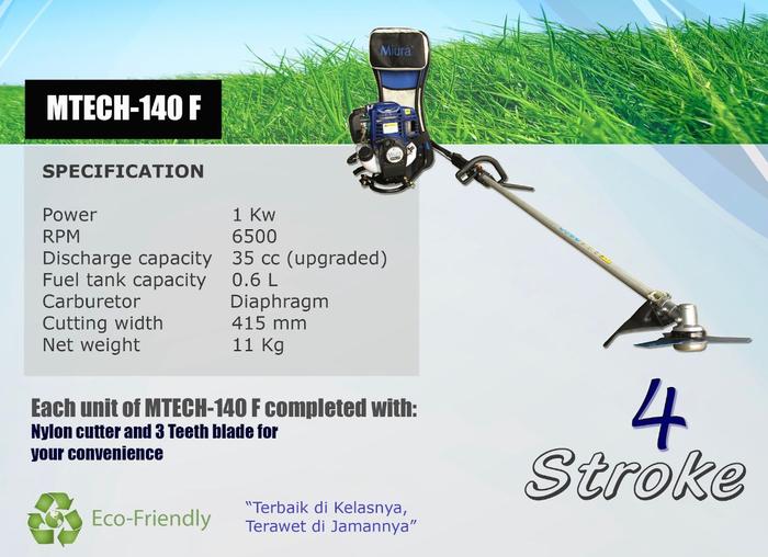 Jual Mesin Potong Rumput Gendong Brush Cutter Miura Mtech-140 F 4 tak ...