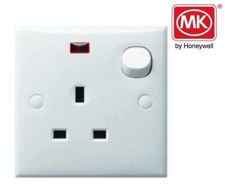 Jual MK Saklar 1 Gang 13A switched socket outlet with neon S2657WHI ...