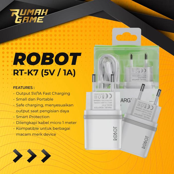 Jual ROBOT RT-K7 Quick Charge Output 5V/1A Fireproof Charger - Kota ...