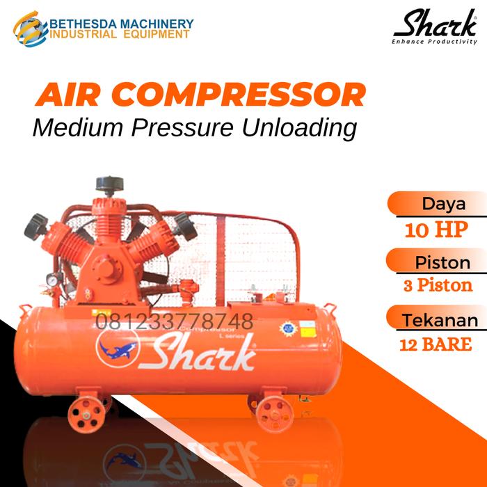 Jual Kompresor angin/udara 10 hp / Shark Air Compressor 10 HP Unloading ...