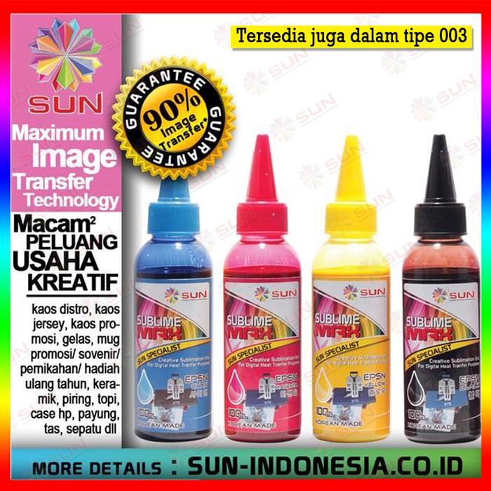Jual TINTA SUBLIM - SUN SUBLIME MAX INK 100 ml (Set 4 warna) EPSON ...
