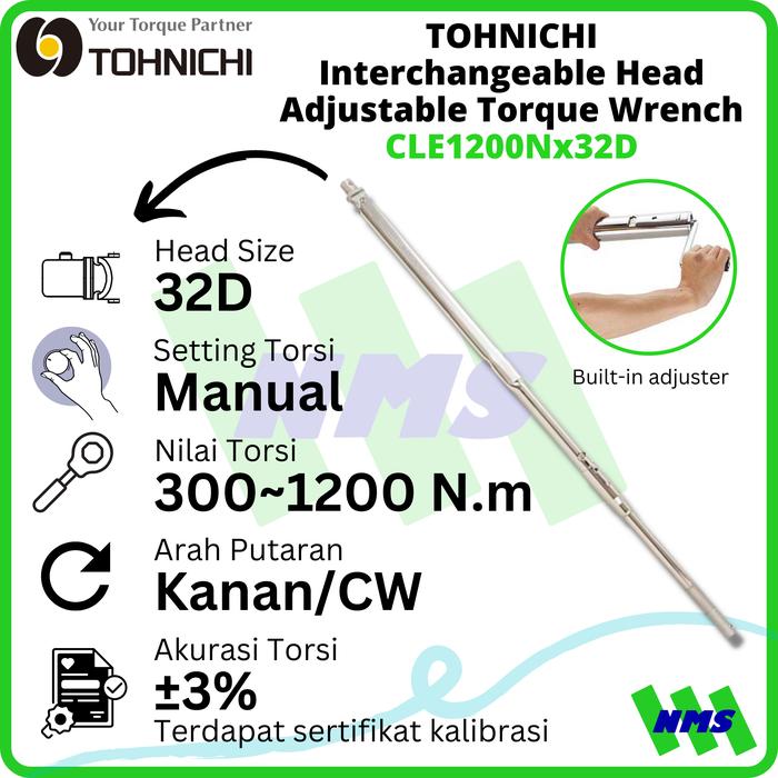 Jual Kunci Torsi TOHNICHI CLE750Nx27D 300 - 1200 Nm Interchangeable ...