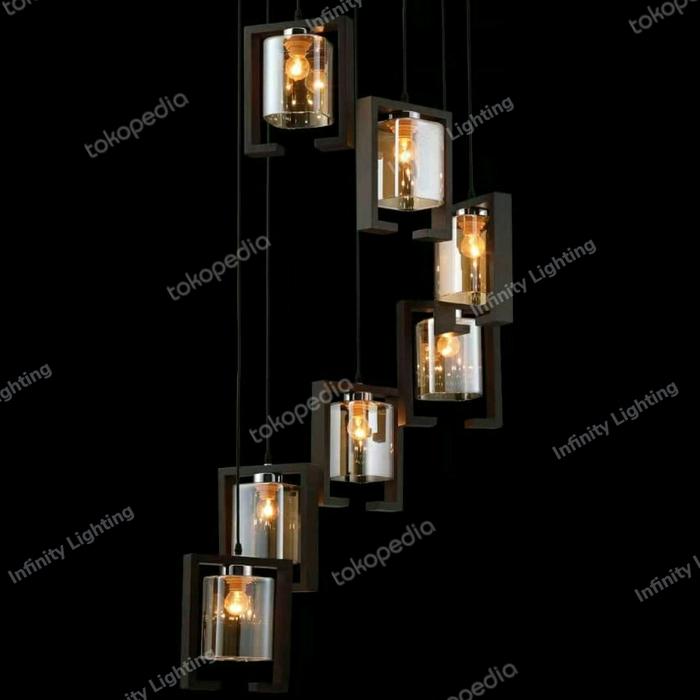 Jual LAMPU GANTUNG VOID MINIMALIS MODERN 7 LAMPU ELEGAN MEWAH - Jakarta ...