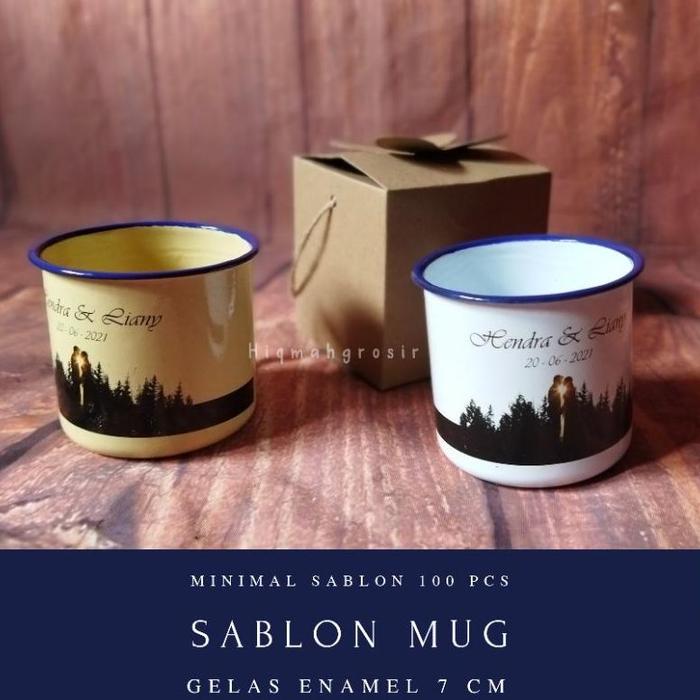 Jual Gelas Enamel Souvenir Sablon Custom 7 Cm Full Colour Plus Box ...