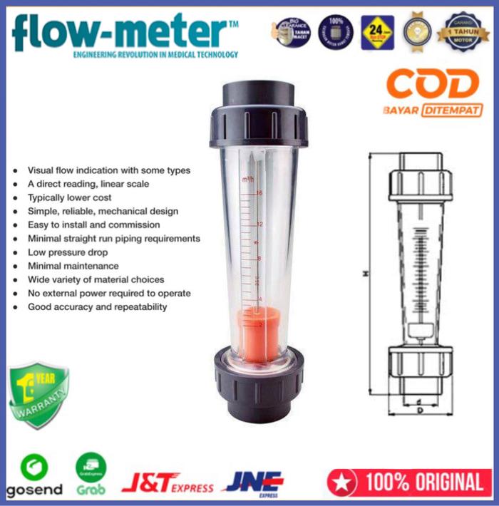 Jual Flowmeter - Rotameter Durable Plastik Drat 2 inch 60m3/H - Jakarta ...