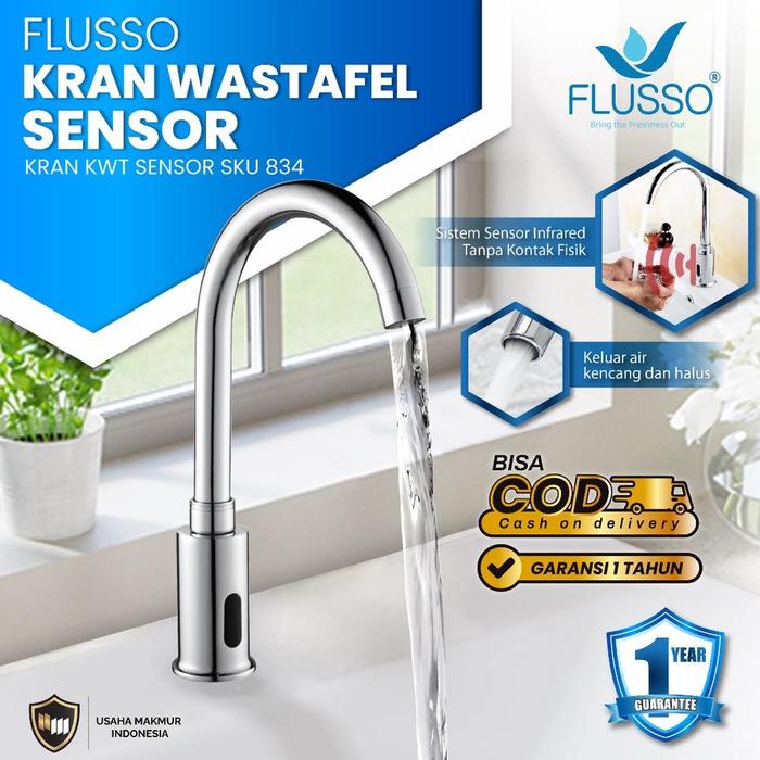 Jual Flusso Kran Sensor Otomatis Angsa Wastafel Original Garansi | 834 ...