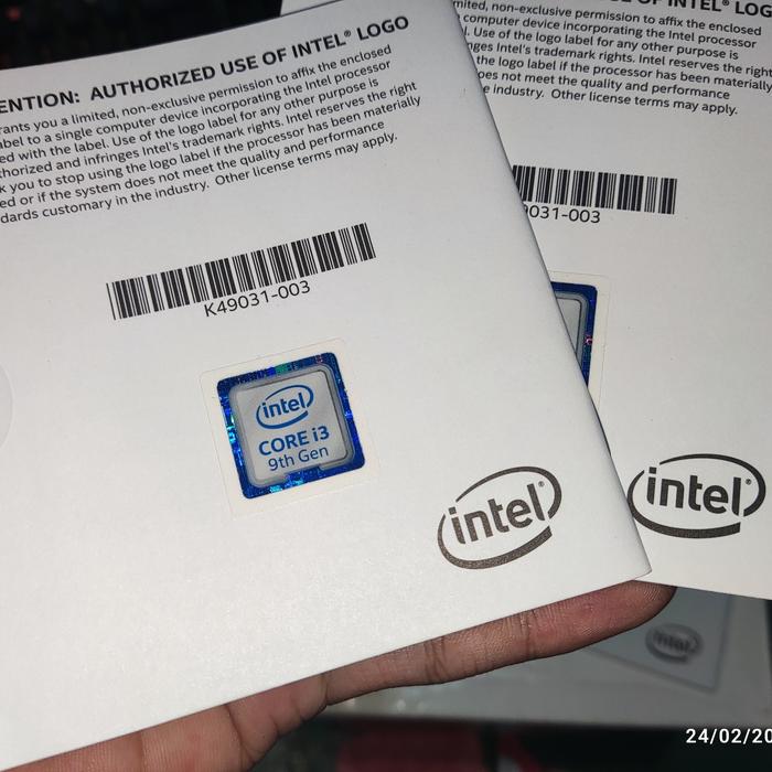 Jual Sticker stiker Logo Buku intel i3 9100f 9100 gen 9 ORIGINAL - Kota ...
