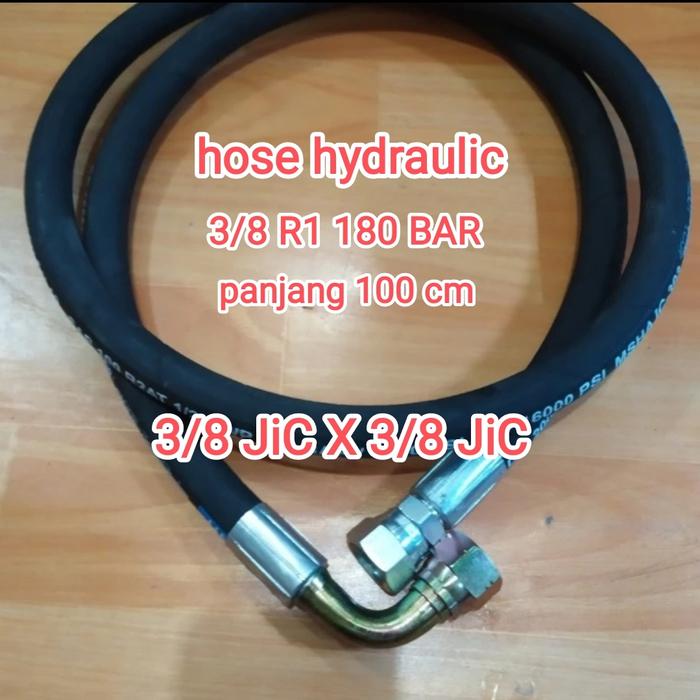 Jual selang hidrolik 3/8 R1 panjang 100 cm 3/8 jic X 3/8 jic bengkok ...