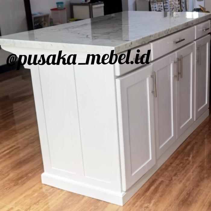 Jual meja island dapur top marmer putih carrara Italy, meja dapur ...