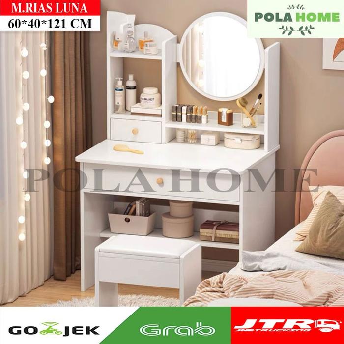 Jual POLA LUNA Meja Rias Kaca Meja rias Putih Minimalis uk 60x120cm ...