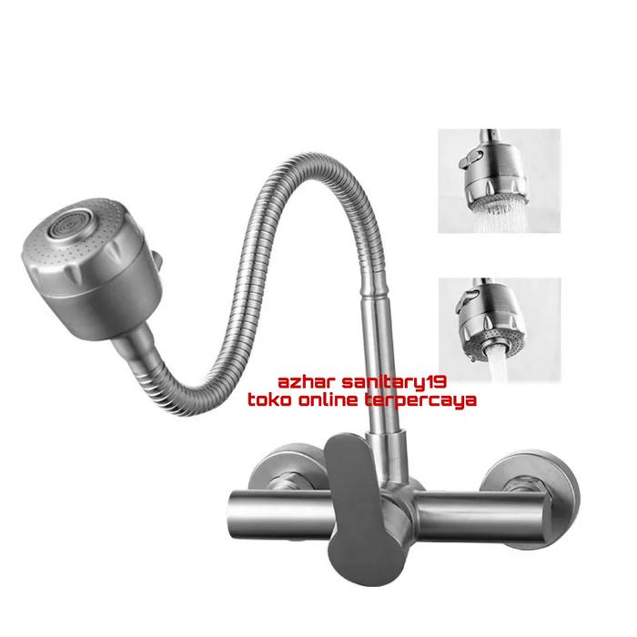 Jual kran kitchen sink panas dingin dinding/ kran dapur fleksibel ...